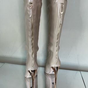 Emily B | Shoes | Emily B Leather Crochet Thigh High Boots | Poshmark